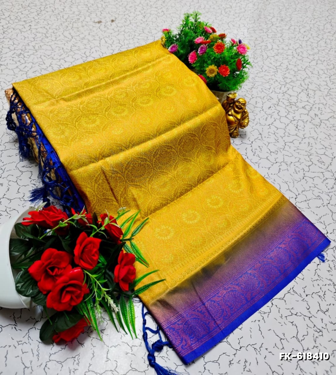 Premium fancy kubera softy saree rapier fancy light weight silk saree - yellow (2)