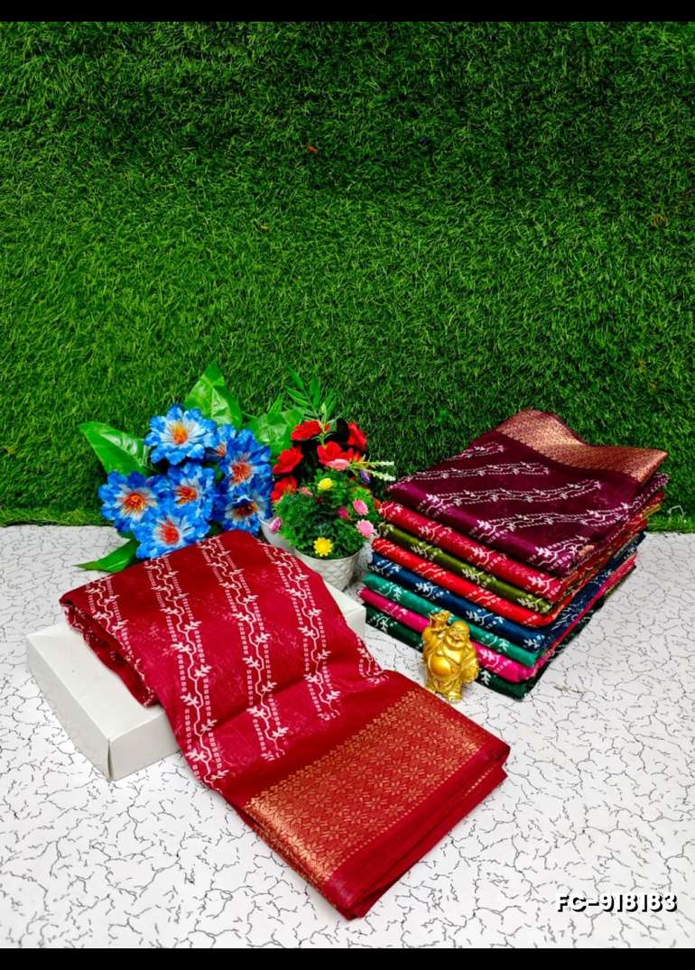 Fancy print office wear cotton sarees all over body cross line dots and ...