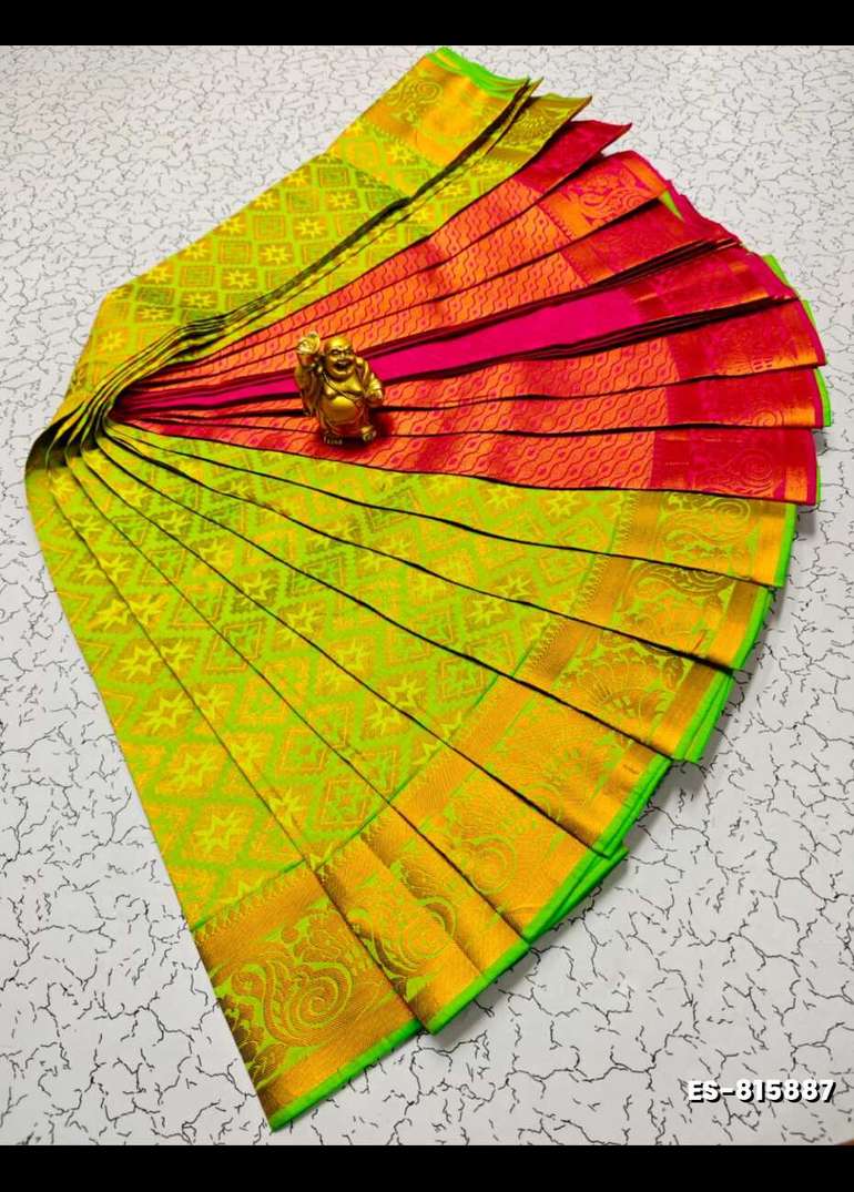 Bridal silk gold silvar and copper zari weave and wedding art silk ...