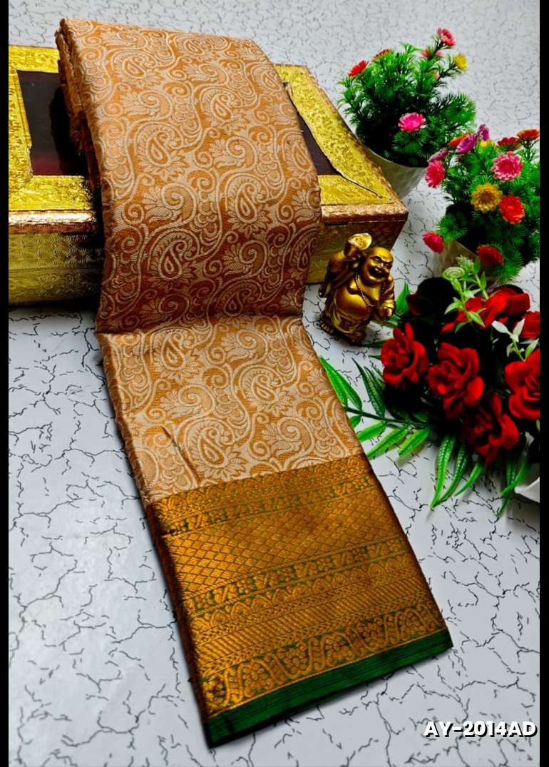 Ayusha pattu saree pure silk with grand zari work - dark gold (1)