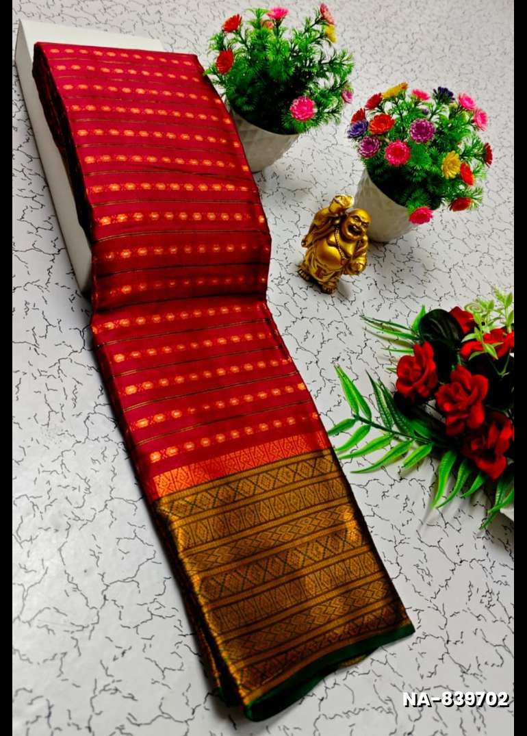 Narayani cotton with classic zari temple border - merun