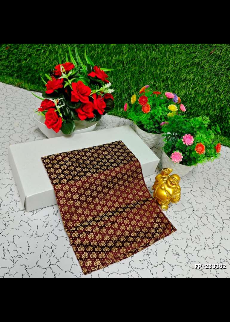 Designer multi-color floral print blouse fabric - maroon color (1)